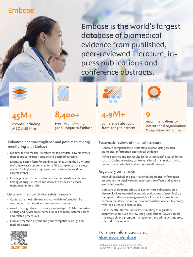 Embase General Factsheet Digital | PDF | Systematic Review | Pharmacovigilance