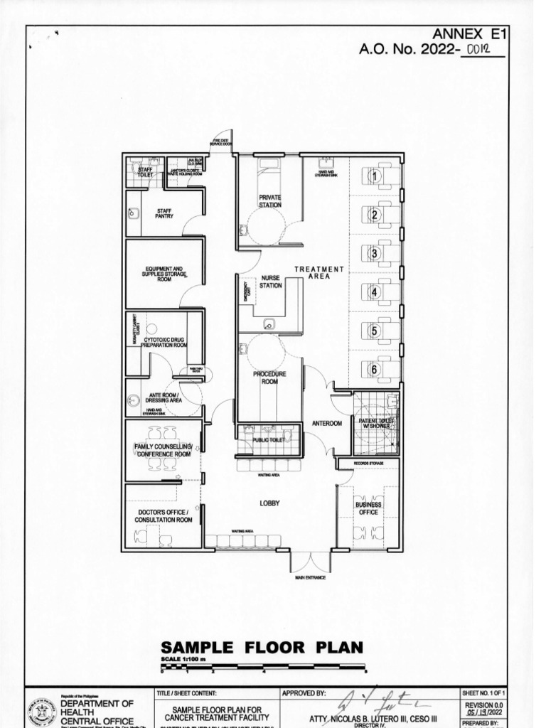 Annex E1 Sample Floor Plan Chemotherapy AO2022 0012 | PDF