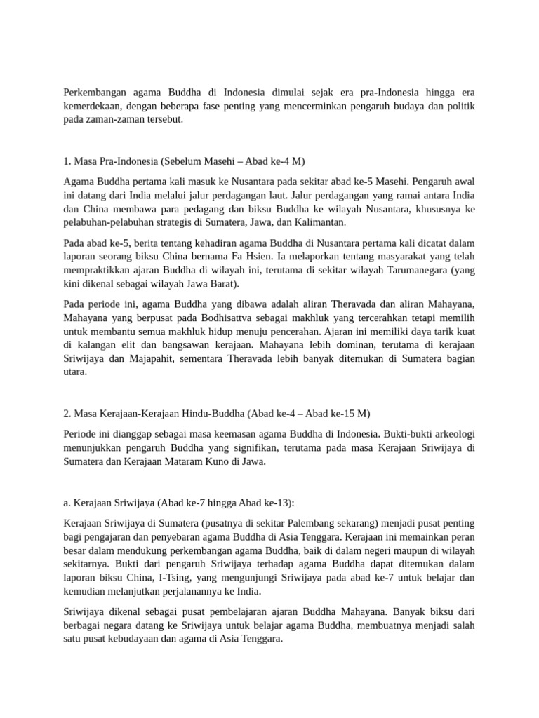 Sejarah Perkembangan Agama Buddha di Indonesia | PDF