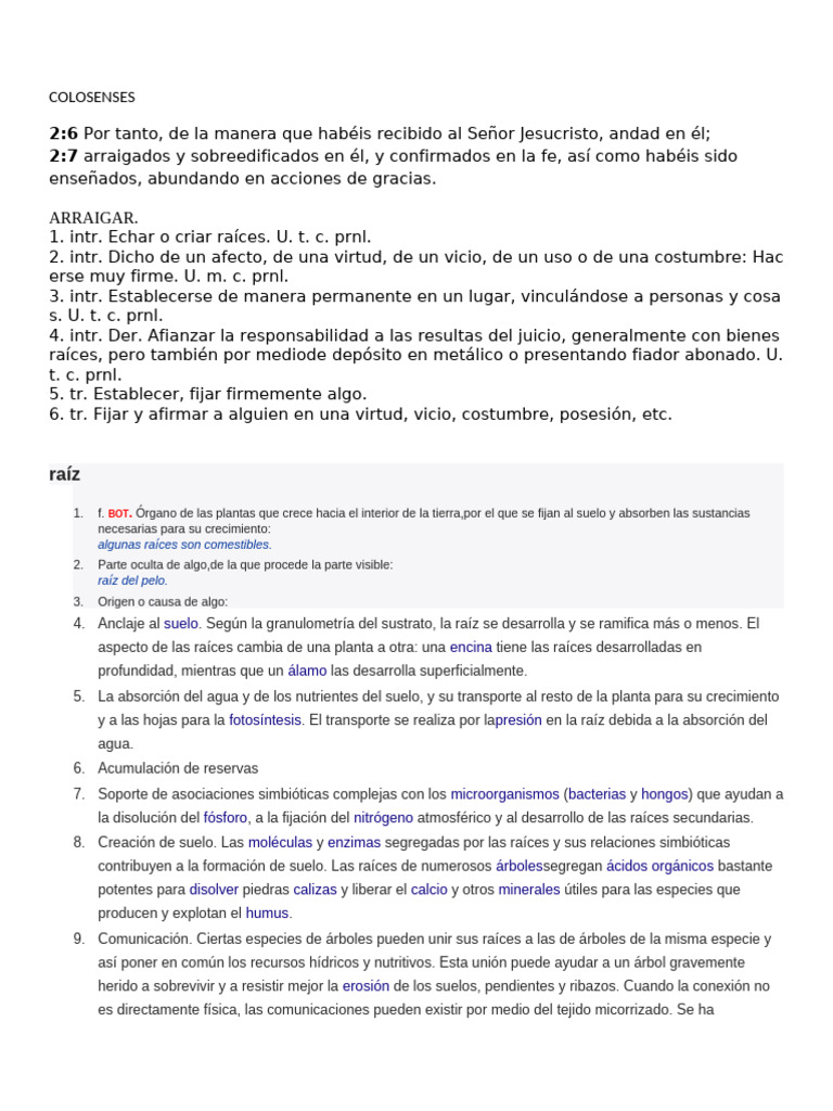 Arraigar en la fe cristiana: Colosenses y Romanos | PDF | Raíz | Suelo