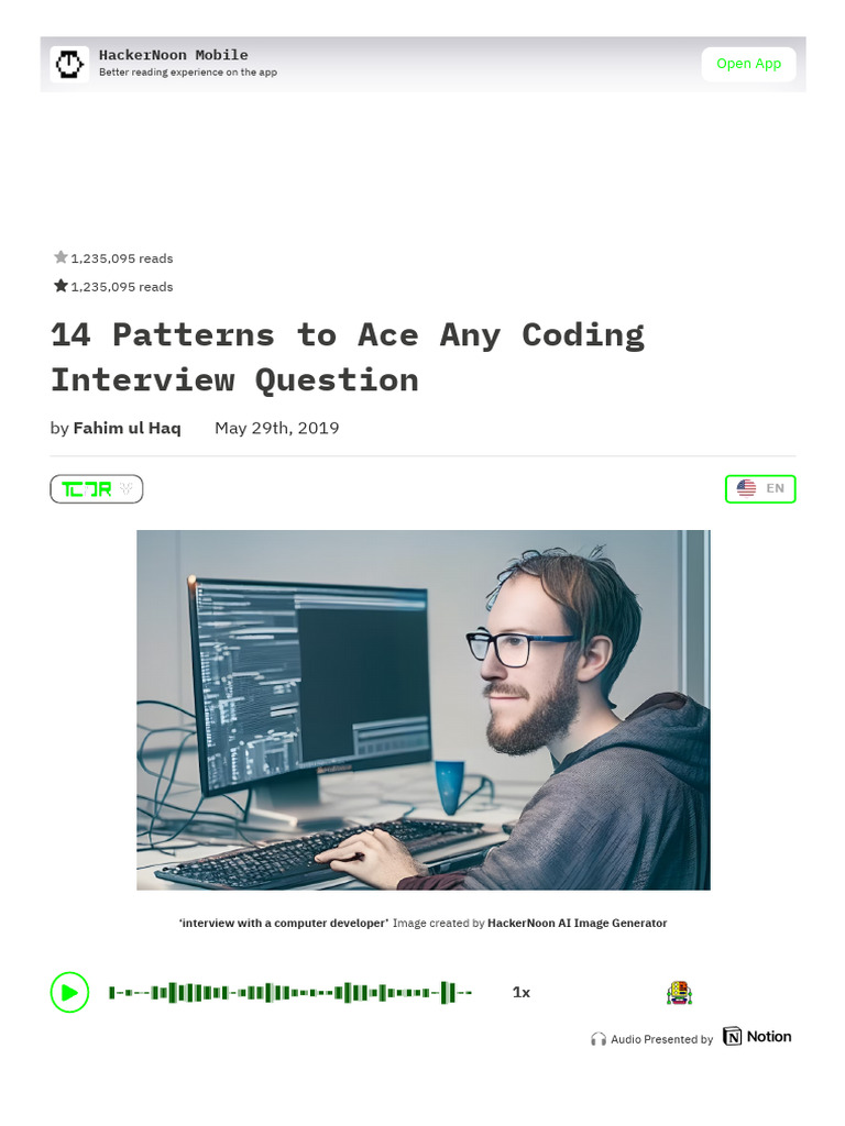 14 Patterns To Ace Any Coding Interview Question Hackernoon Pdf