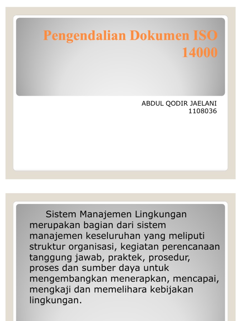 Sistem Manajemen Lingkungan (Pengendalian Dokumen ISO 14000) | PDF