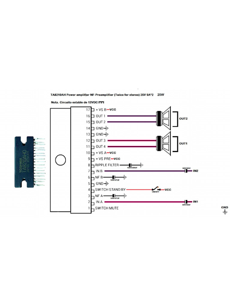 TA8210AH x2 20w Datasheet | PDF