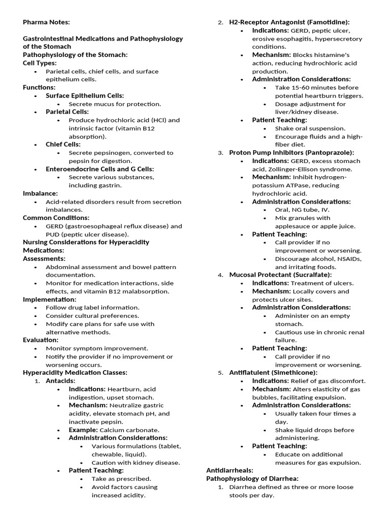 Pharma Notes | PDF | Gastroesophageal Reflux Disease | Hypertension