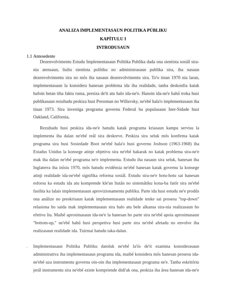 Analiza Implementasaun Politika Públiku Edit | PDF
