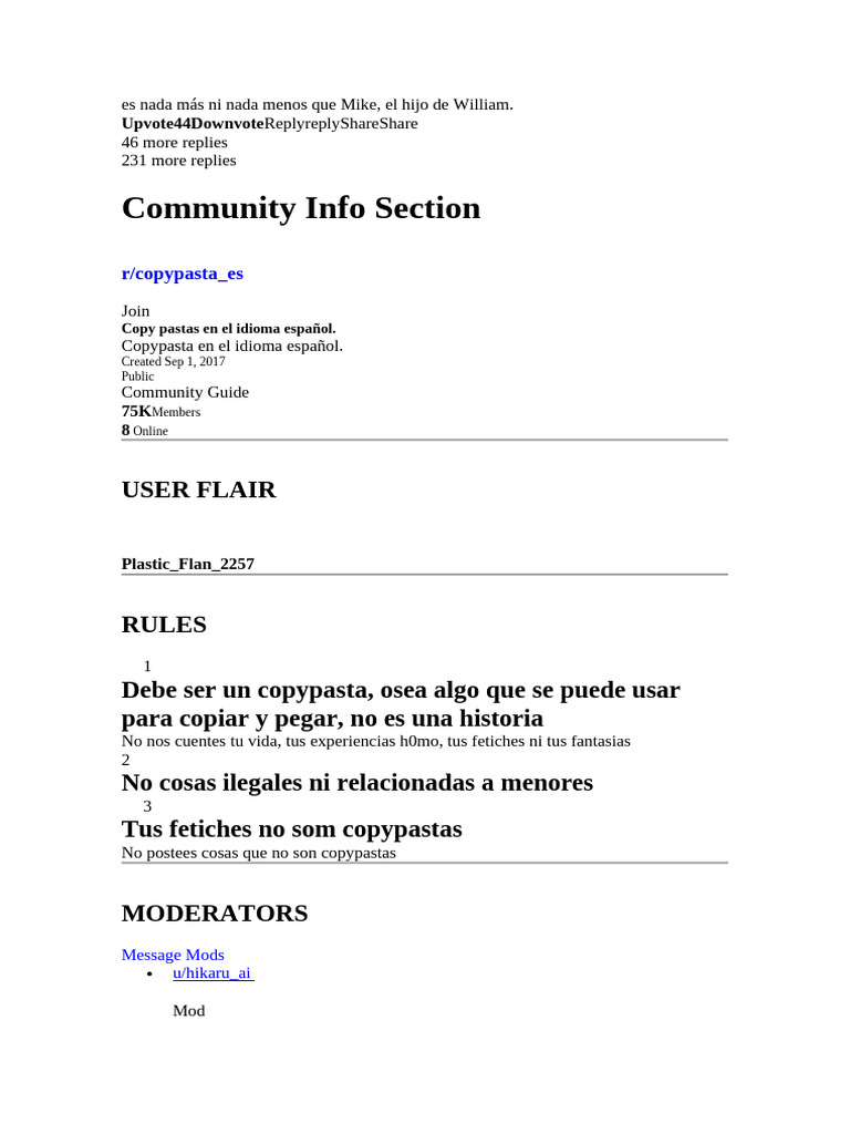 Mike, hijo de William en copypasta | PDF
