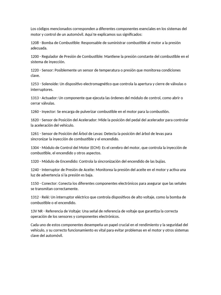 Codigos de Fallo | PDF