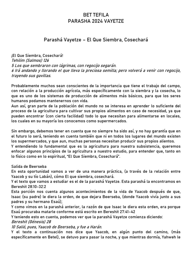 Parasha 7 Vayetze | PDF | Rachel | Leah