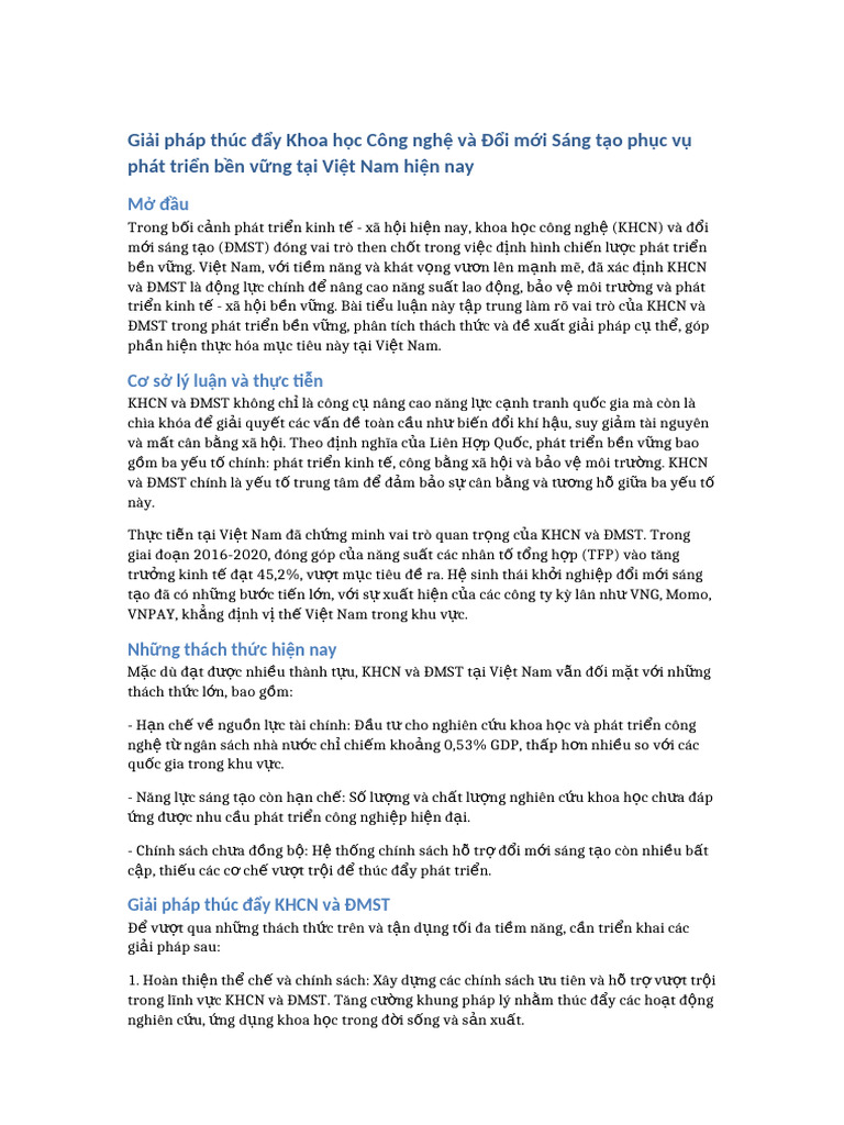 Giai Phap KHCN Phat Trien Ben Vung Mo Rong | PDF