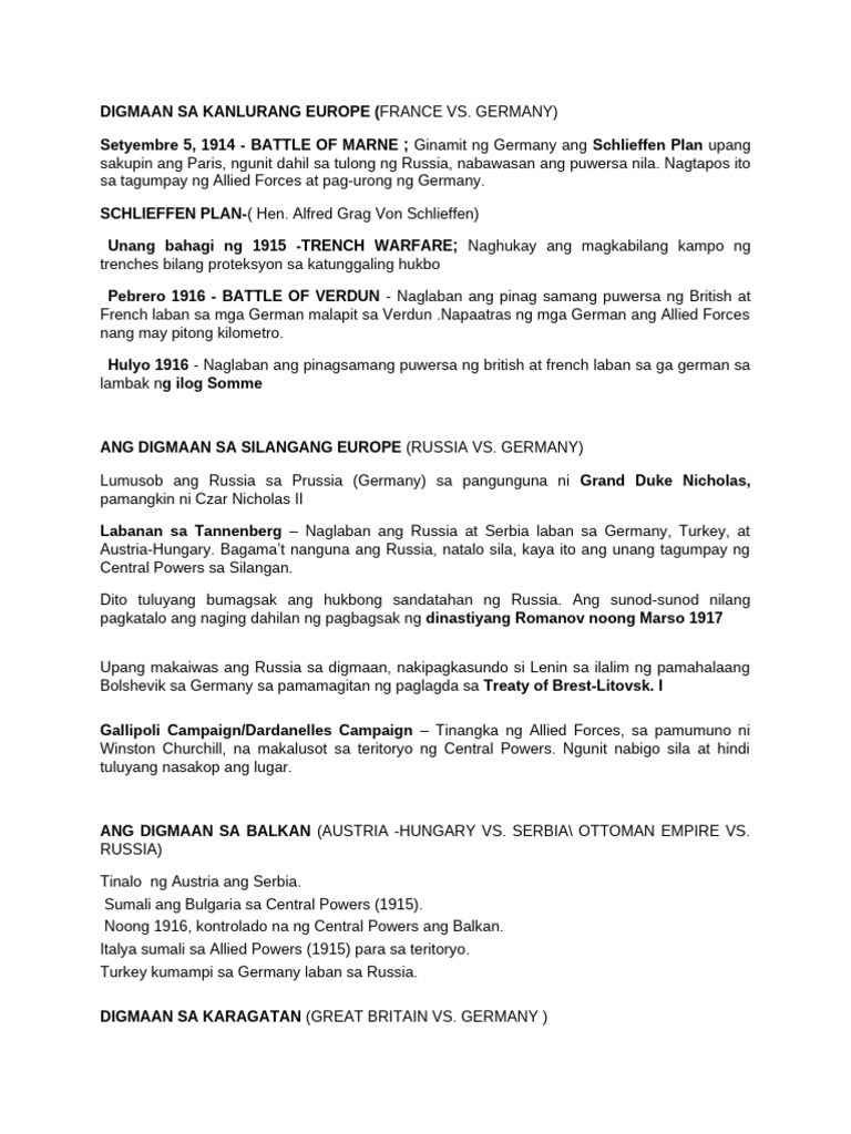 Unang Digmaang Pandaigdig | PDF
