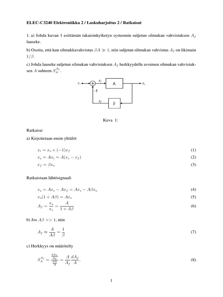 Ele2 Laskuharjoitus2 Ratkaisut | PDF