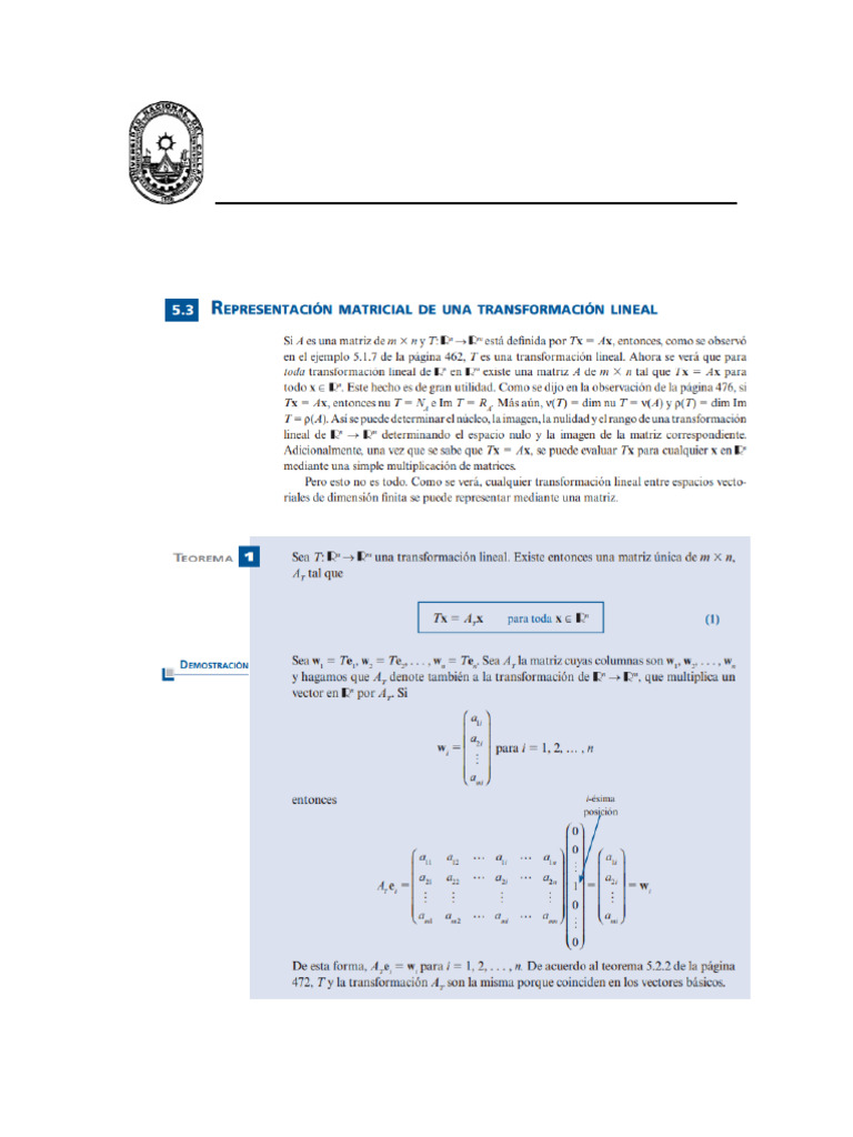 Matrices en Transformaciones Lineales | PDF