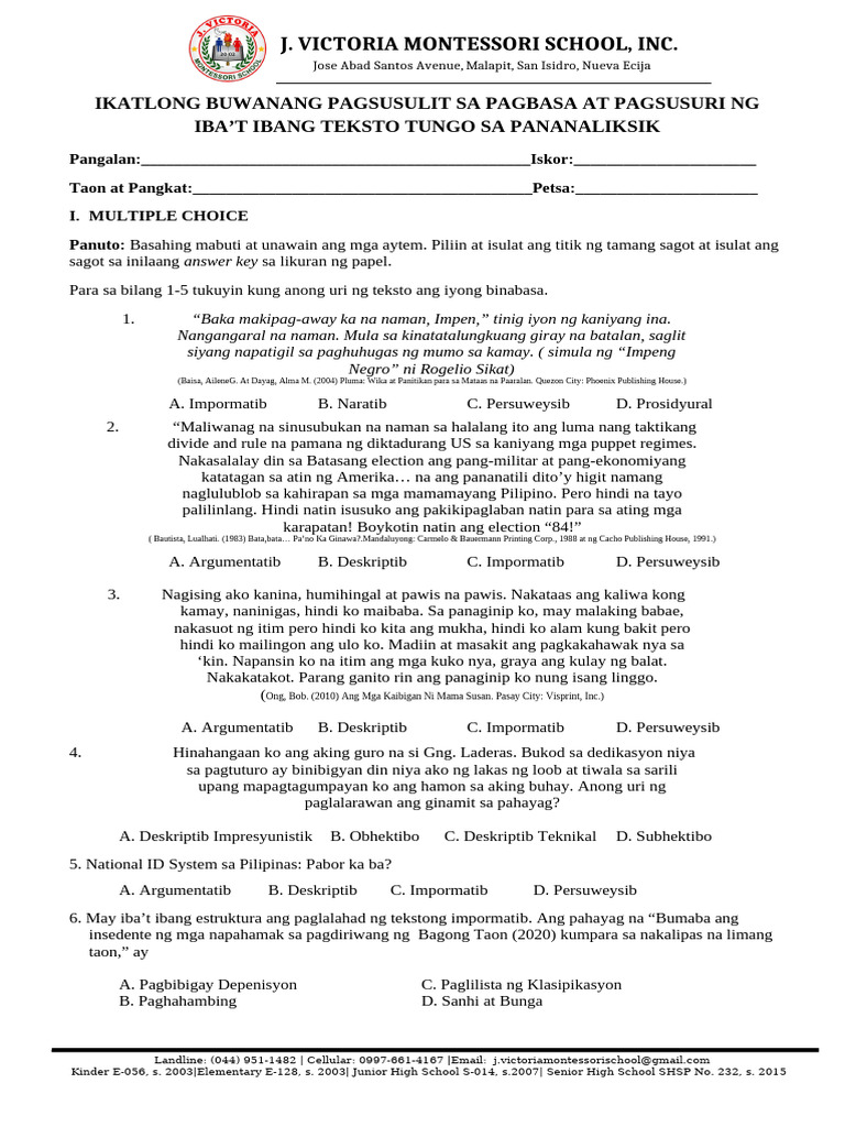 MONTHLY-PAGBASA AT PAGSUSURI | PDF