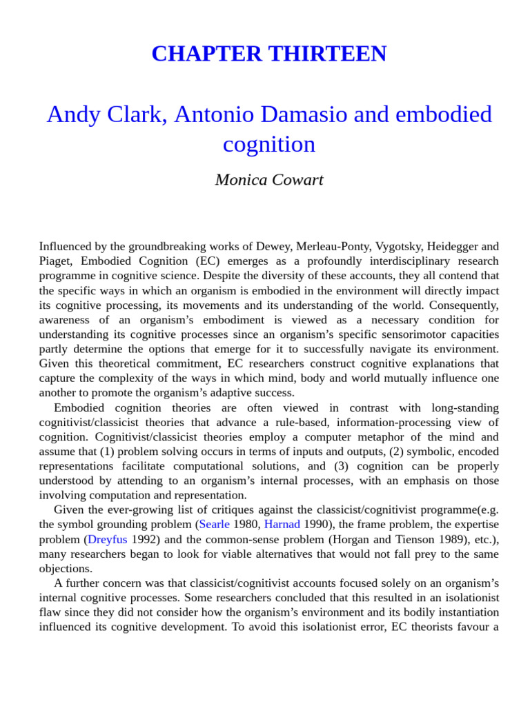 Philosophy of Mind The Key Thinkers - (13 Andy Clark, Antonio Damasio ...