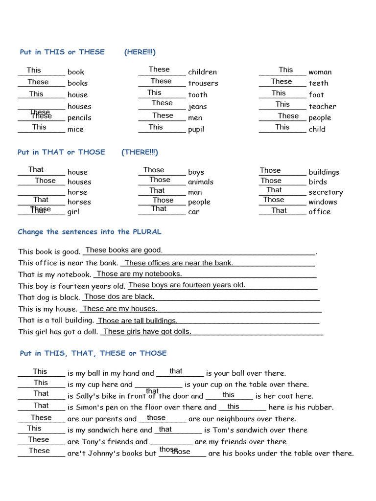This That These Those | PDF