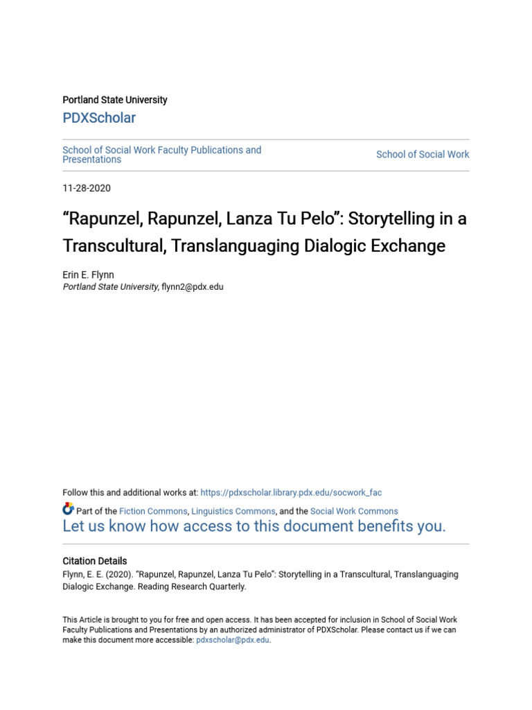 Rapunzel Rapunzel Lanza Tu Pelo - Storytelling in A Transcultu | PDF ...