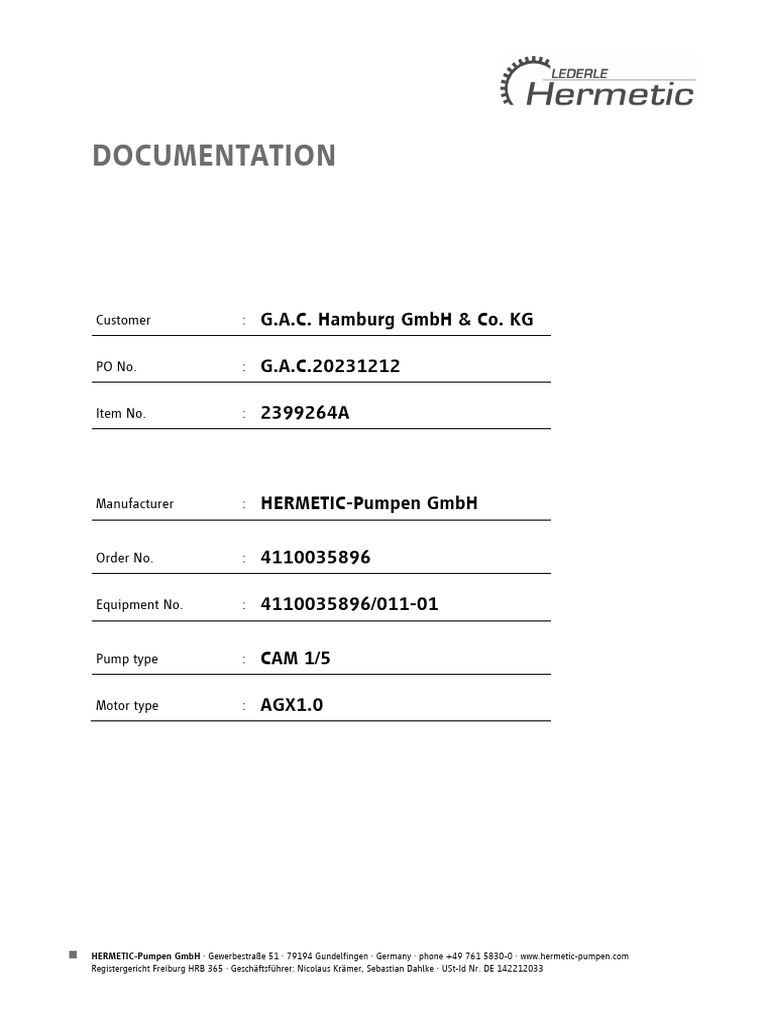 hermatic | PDF | Pump | Pipe (Fluid Conveyance)