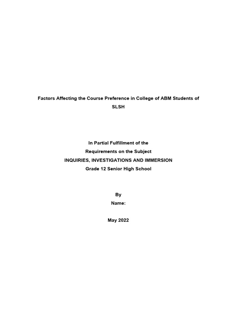 Factors Affecting The Course Preference | PDF | Adolescence ...