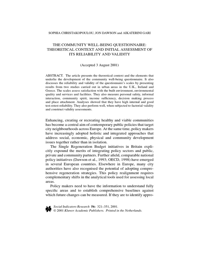 The_community_well_being_questionnaire_T | PDF | Factor Analysis | Well ...