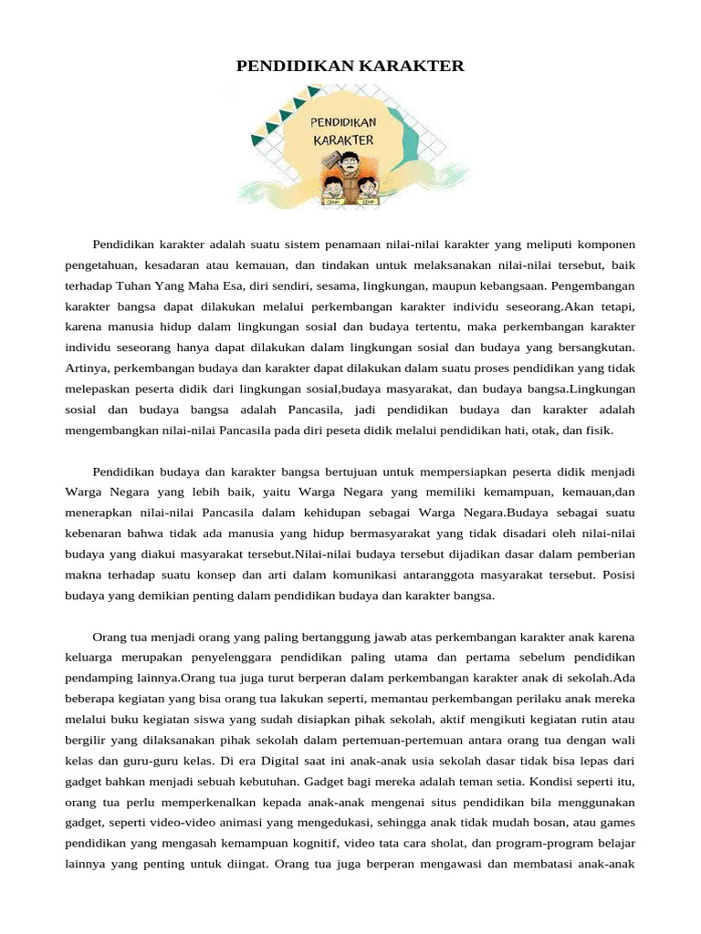 Teks 1 Pendidikan Karakter | PDF