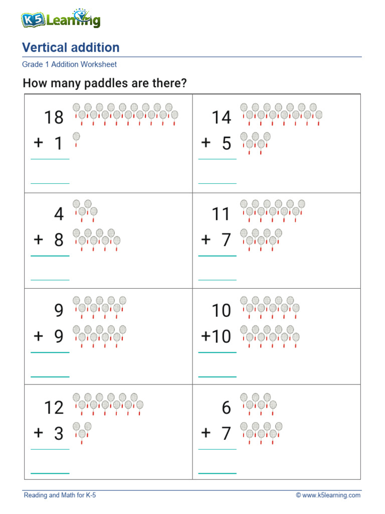 grade-1-vertical-addition-objects-e | PDF