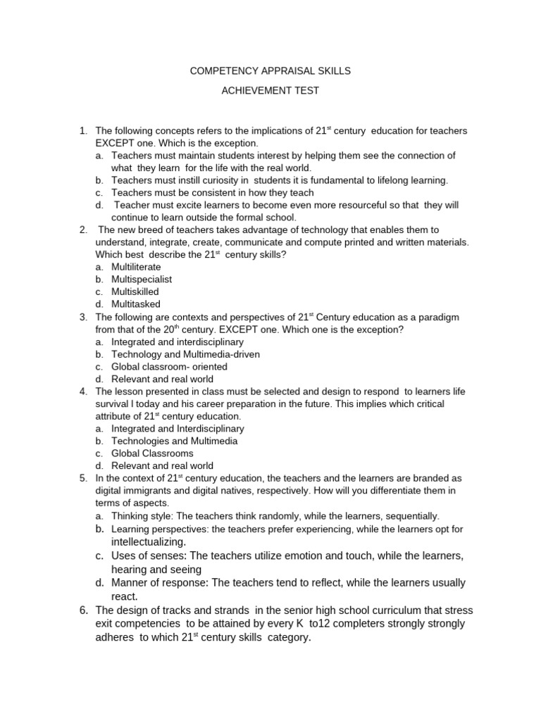 Competency Appraisal Skills | PDF | Educational Technology | Learning