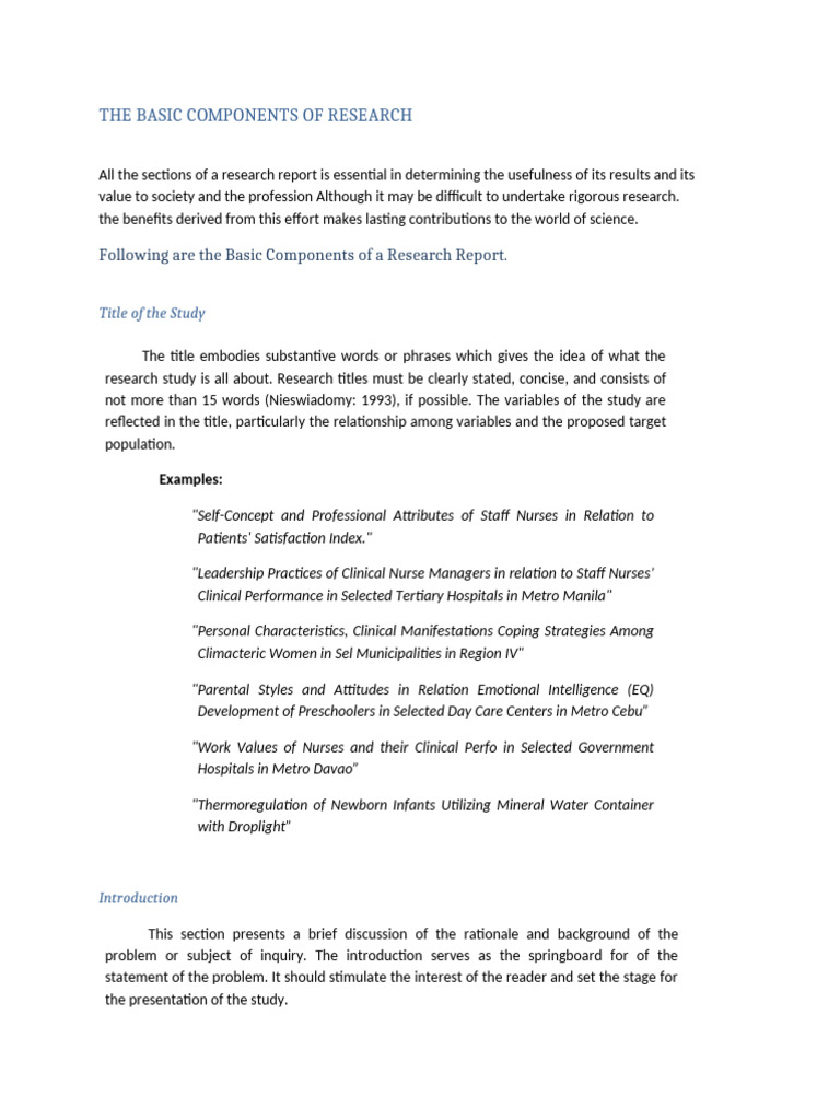 The Basic Components of Research | PDF | Motivation | Motivational