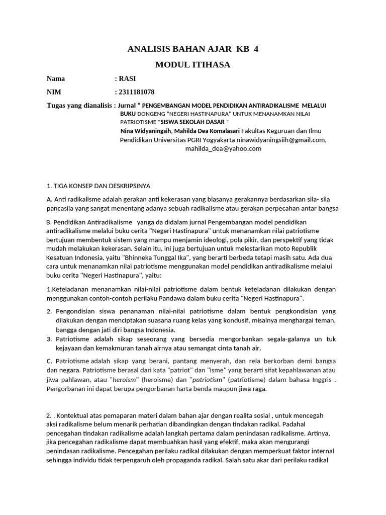 Analisis Bahan Ajar KB 4 Itihasa | PDF