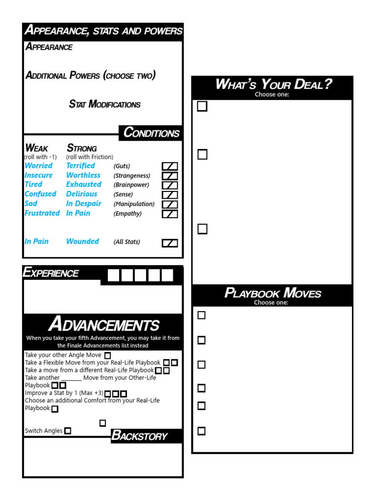 OH - Other-Life Character Sheet - blank | PDF