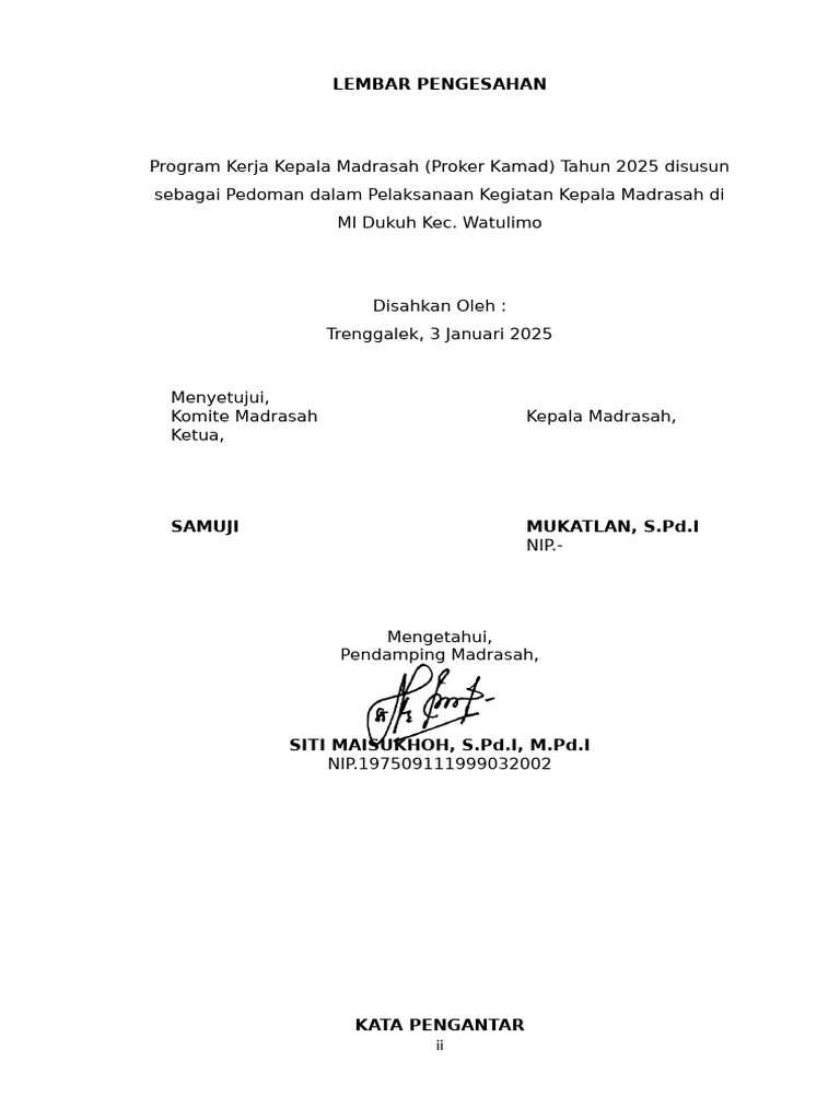 2. LEMBAR PENGESAHAN DAN PENGANTAR PROKER | PDF