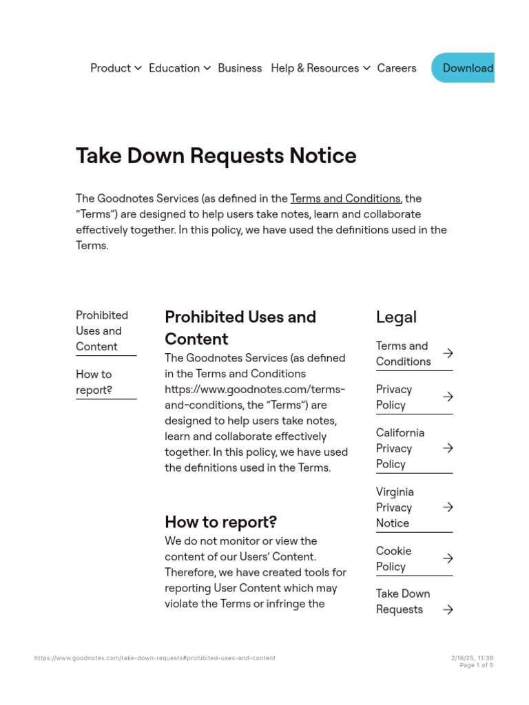 Take Down Requests - Goodnotes | PDF | Copyright Infringement | Copyright