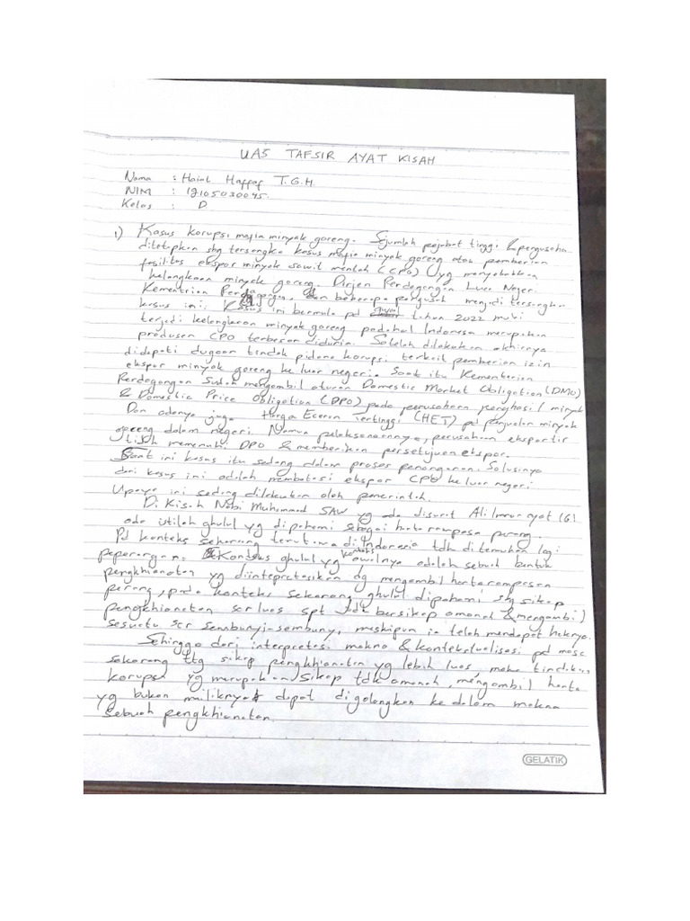 Uas Kisah-22 Iat D 19105030045 Haiat Haffaf TGH | PDF