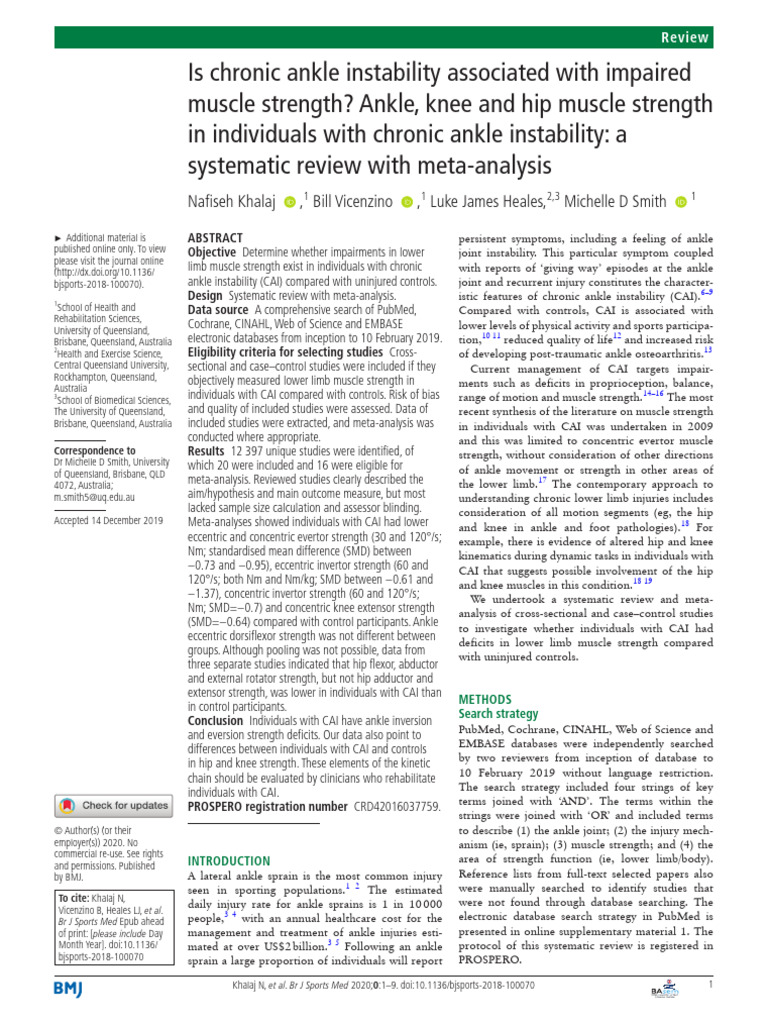 2020 Khalaj Is Chronic Ankle Instability Associated With Impaired ...