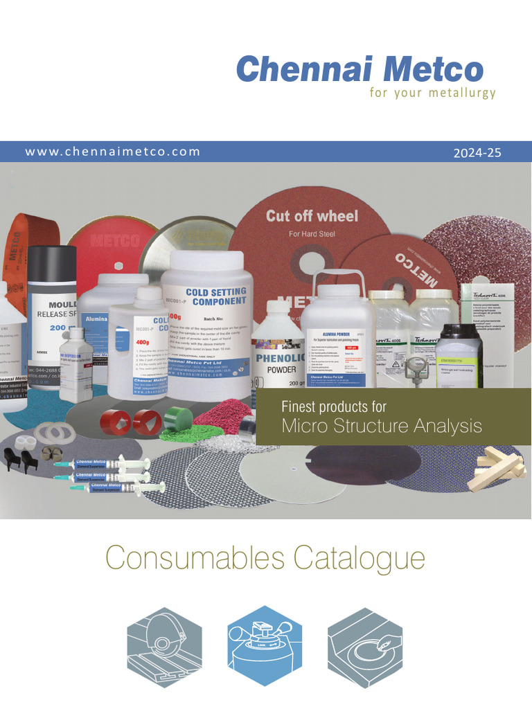 Metallography Consumables Catalogue 2024-25 | PDF | Steel | Alloy