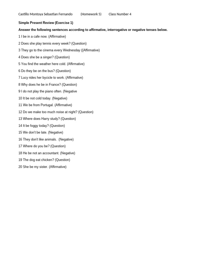 Simple Present Review | PDF | Linguistics | Grammar