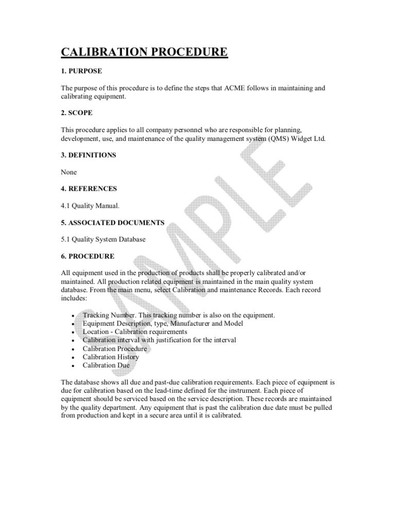 Calibration Procedure | PDF
