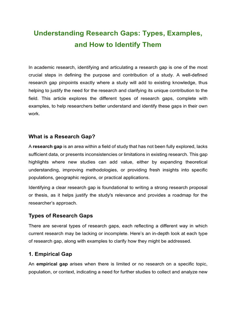 Understanding Research Gaps | PDF | Learning | Knowledge