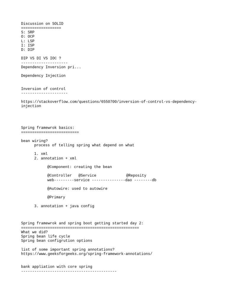 Day 2-Sping Core Bank App Spring Boot Basics | PDF | Spring Framework ...