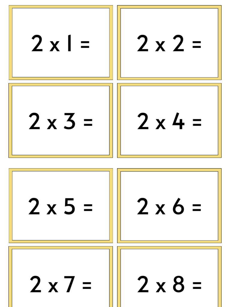2x Times Tables Multiplication Flashcards | PDF