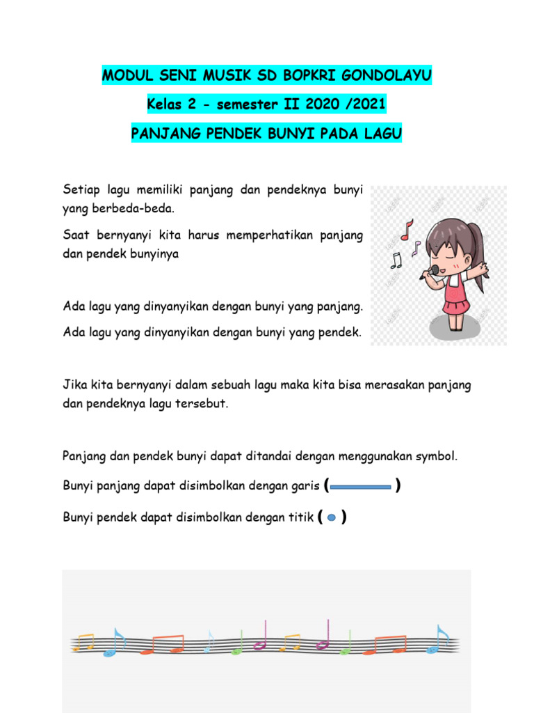 MODUL Kls 2 Panjang Pendek Bunyi | PDF