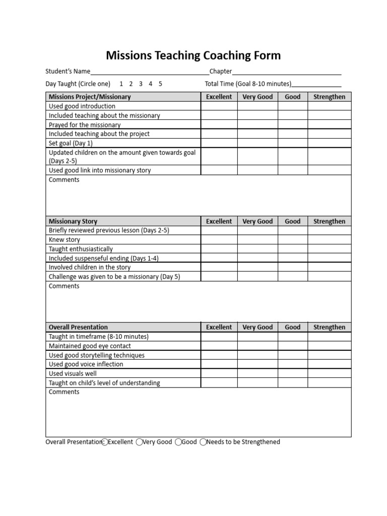 5-Day Club Demo Day 2 Missions Hannah Coaching Form | PDF