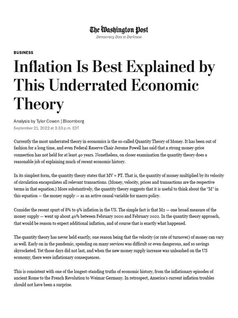 Inflation Is Best Explained By This Underrated Economic Theory The 3712