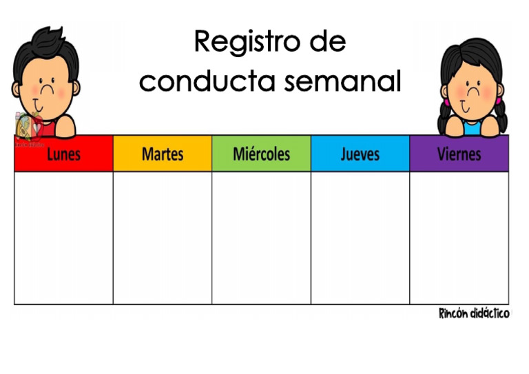 REGISTRO SEMANAL DE CONDUCTA | PDF