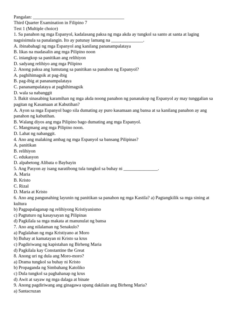 Filipino 3rd Quarter | PDF