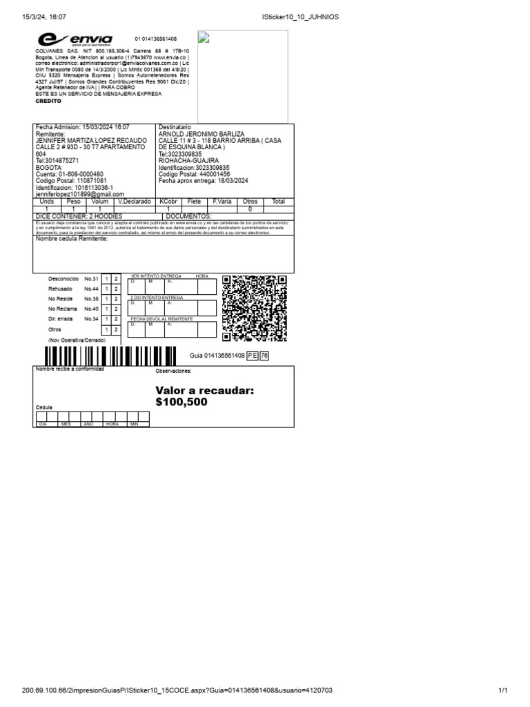 Valor A Recaudar: $100,500: Credito | PDF | Industrias de servicio | Servicios públicos