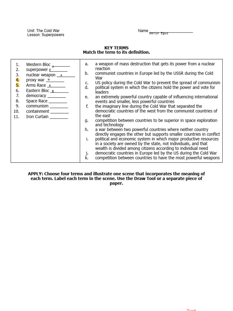 Cold War Superpowers and Key Terms | PDF | Cold War | Politics Of The ...