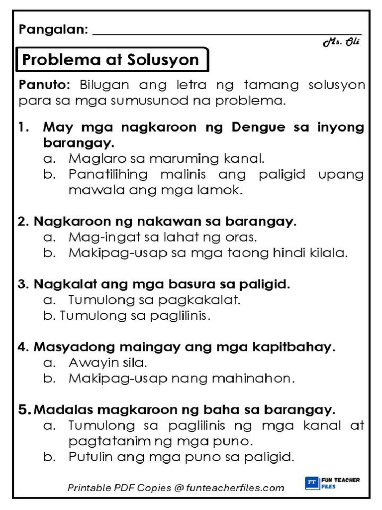 Problema-at-Solusyon-Worksheet-1-1 | PDF