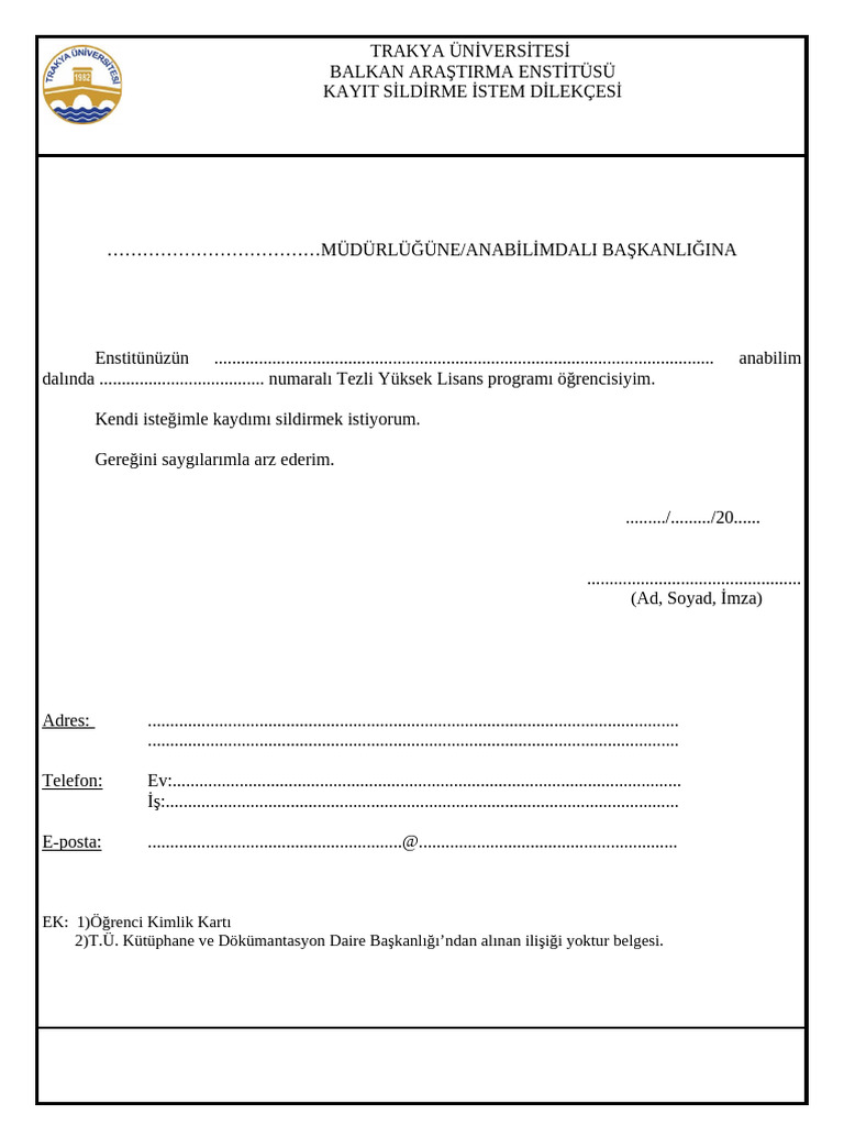 Kayit Sildirme Istem 3 | PDF