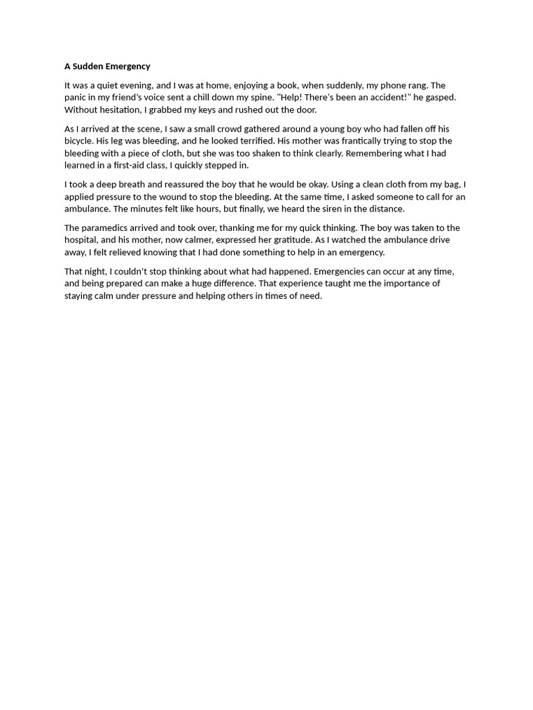 Responding to a Sudden Emergency | PDF