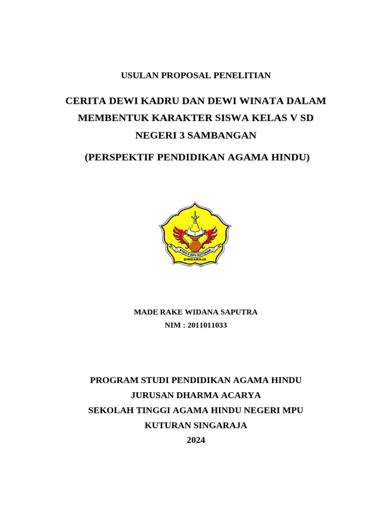 Proposal Made Rake Widana Saputra PDF | PDF